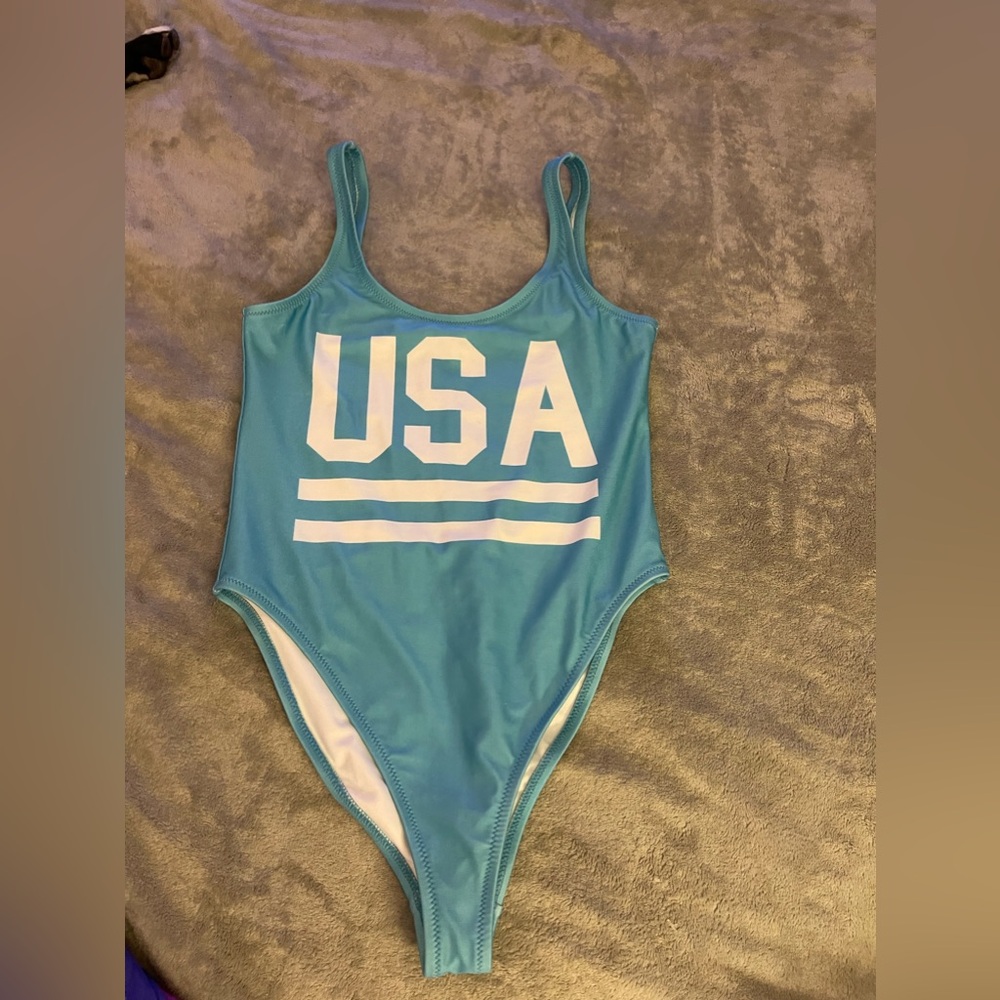 Chubbies Baby Blue Usa One Piece Bathing Suit, Medium - Gem